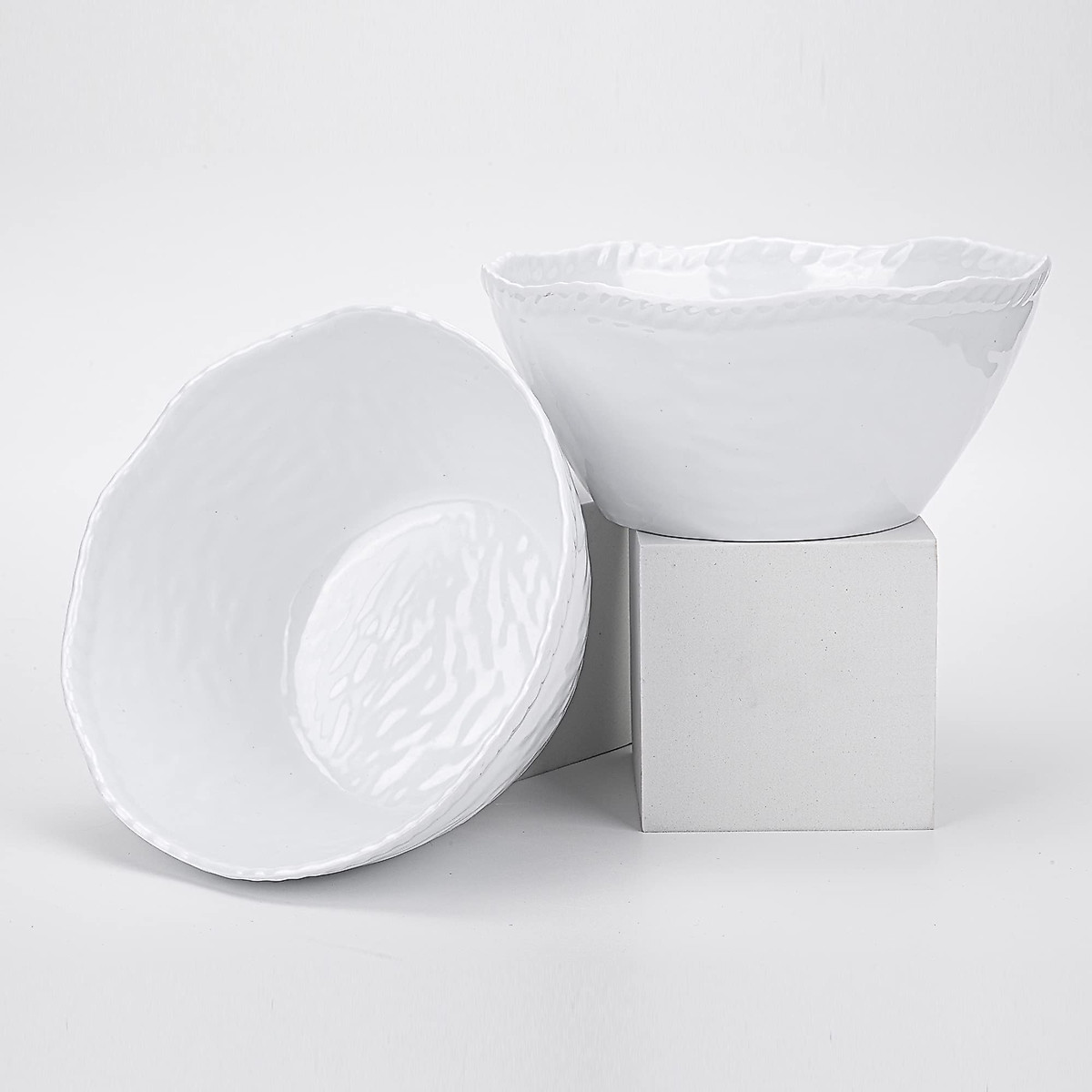 KX-WARE Melamine Cereal Bowls Set - 28 oz/6 inch 100% Melamine Soup/Salad Bowls | set of 6, White | Break-resistant and Dishwasher Safe, BPA Free