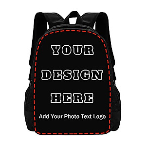 UJDUYSD Custom Backpack for Boy Girl, Custom Personalized Text Image Backpack, Customize Laptop Backpack for Men Women, Custom 17In Casual Travel Backpack