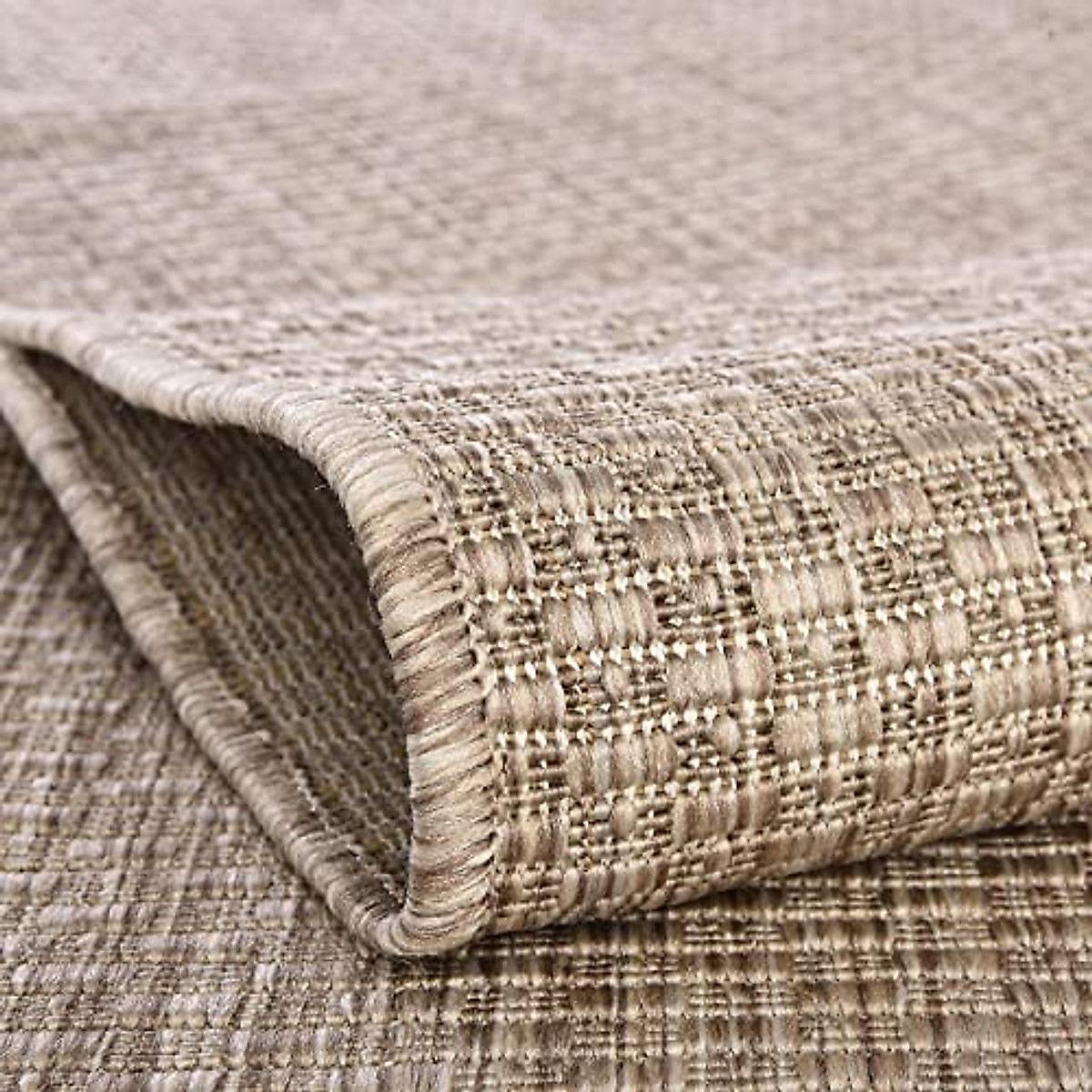 Unique Loom Collection Casual Transitional Solid Heathered Indoor/Outdoor Flatweave Area Rug, Rectangular 4' 0" x 6' 0", Beige