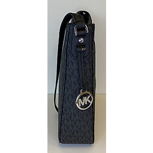 Michael Kors MICHAEL Michael Kors Jet Set Travel Large Messenger Crossbody bundle with Trifold Wallet Purse Hook (Signature MK Vanilla)