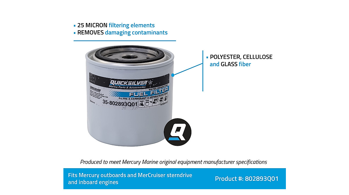 Quicksilver Fuel Water Separator Filter for Mercury & MerCruiser Engines