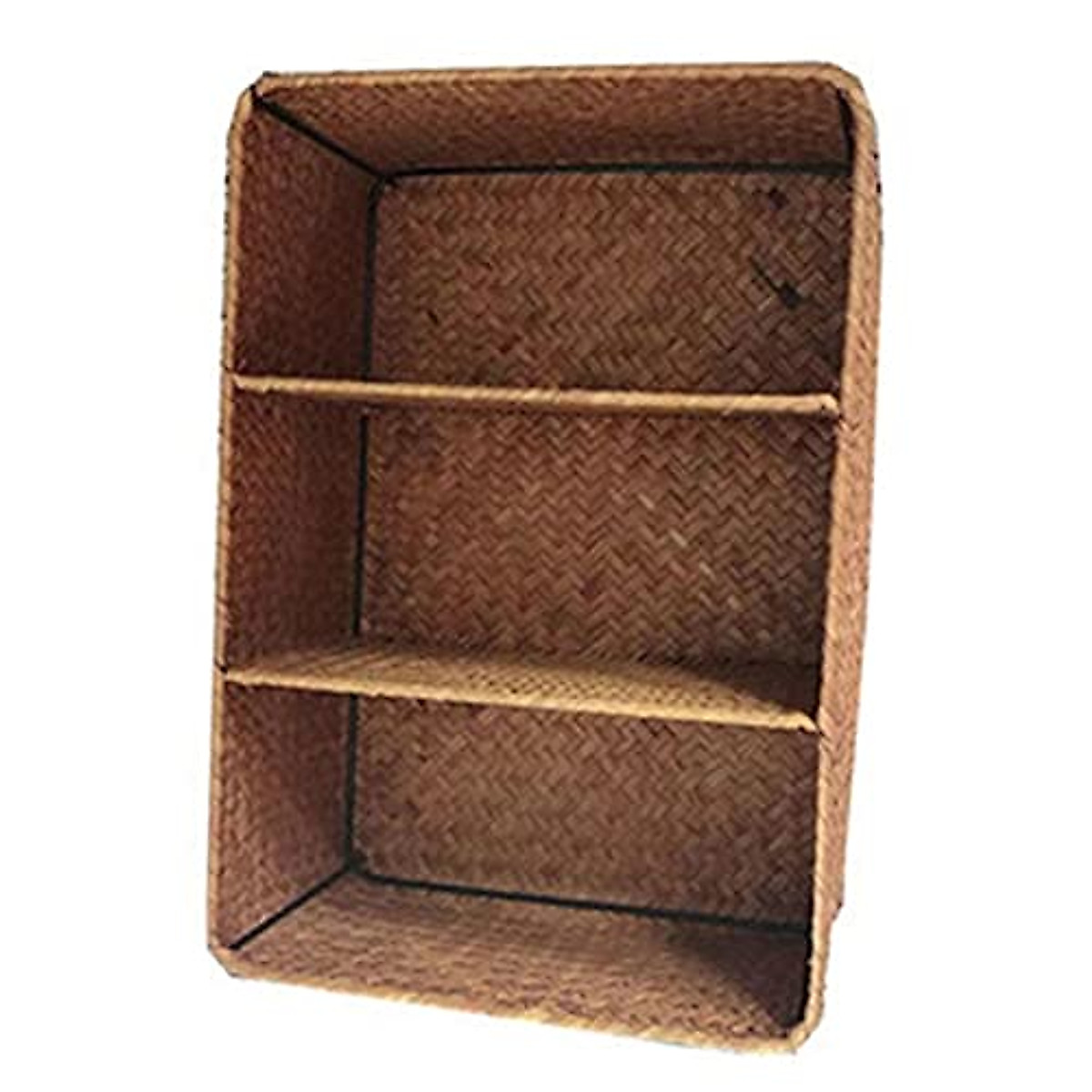 pizarra 3-Section Wicker Baskets for Shelves, Hand-Woven Seagrass Storage Baskets Paper Basket