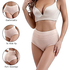 Xaanelr Women's Underwear Cotton High Waisted Full Coverage Briefs Soft Breathable Panties Multipack (Medium, Multi - a01-8 Pack)