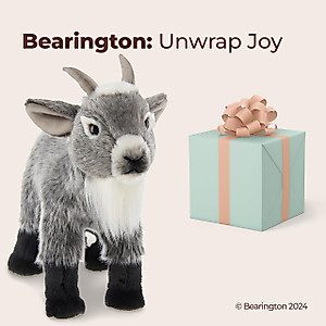 Bearington Garret Plush Gray Goat Stuffed Animal, 12 Inches