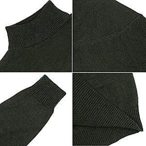Kallspin Men's Turtle Neck Sweaters Wool Blended Mid-Weight Long Sleeve High Neck Pullover Sweaters(Dark Green,4X-Large)