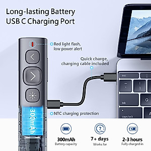 Norwii N95 Presentation Clicker, PowerPoint Clicker for Presentation Remote, Rechargeable Wireless Presenter Pointer, Slide Clicker for ipad/mac/Laptop in Classroom, Auditorium, Church(Green, USB-A)