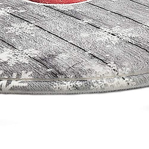 Ikfashoni 4 Pcs Christmas Shower Curtains Set with Non-Slip Rugs, Toilet Lid Cover and Bath Mat, Grey Vintage Wooden Shower Curtain with 12 Hooks, Xmas Snowflake Shower Curtain for Bathroom