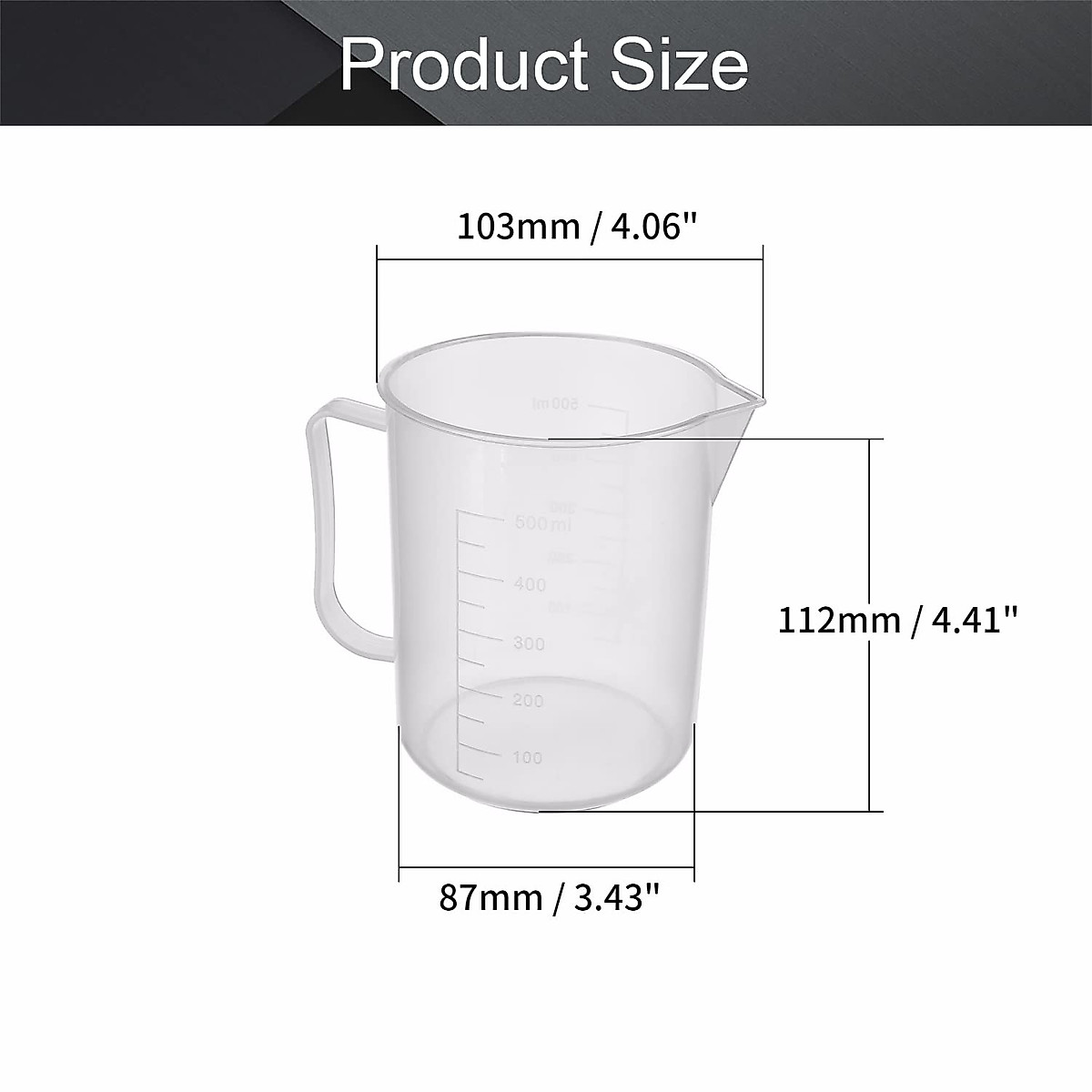 Othmro 500ml Plastic Graduated Cups Measuring Cup PP Plastic Graduated Beaker Clear Scale Cups Liquid Measuring Mixing Cups Graduated Plastic Measuring Cups for Lab Kitchen Liquids Transparent