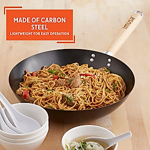 IMUSA USA IMU-52005 Nonstick Wok with Wood Handle 11-Inch