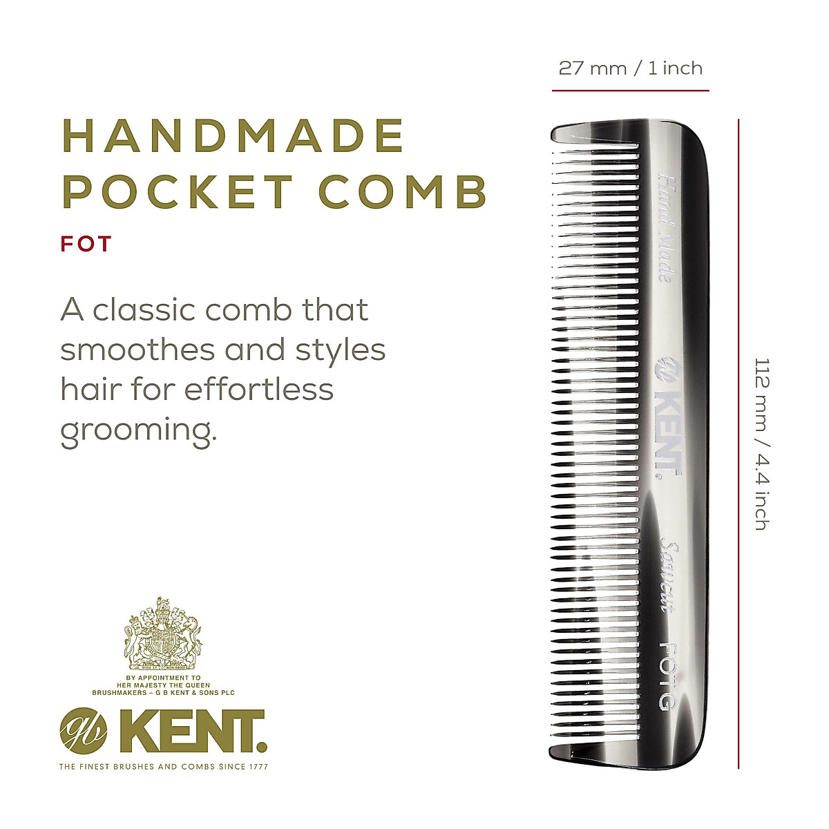 Kent Folding Beard and Mustache Comb Set - Mini Combs for Men's Grooming, Travel, and Handmade Care