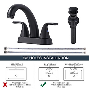 Aleasha 4 inch Centerset Bathroom Faucet Matte Black Bathroom Faucet with 2 Handles, Bathroom Sink Faucet 3 Hole for Restroom Vanity RV Bathroom