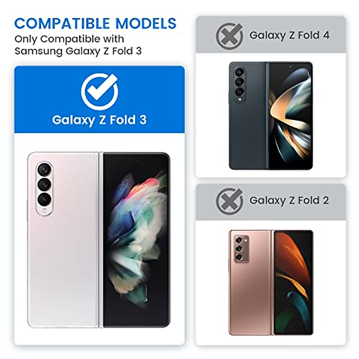 VEGO for Galaxy Z Fold 3 Case with Camera Cover, Hinge Protection Case with Front Screen Protector & 360°Ring Magnetic Kickstand Protective Armor Case for Samsung Galaxy Z Fold 3 - Midnight Black