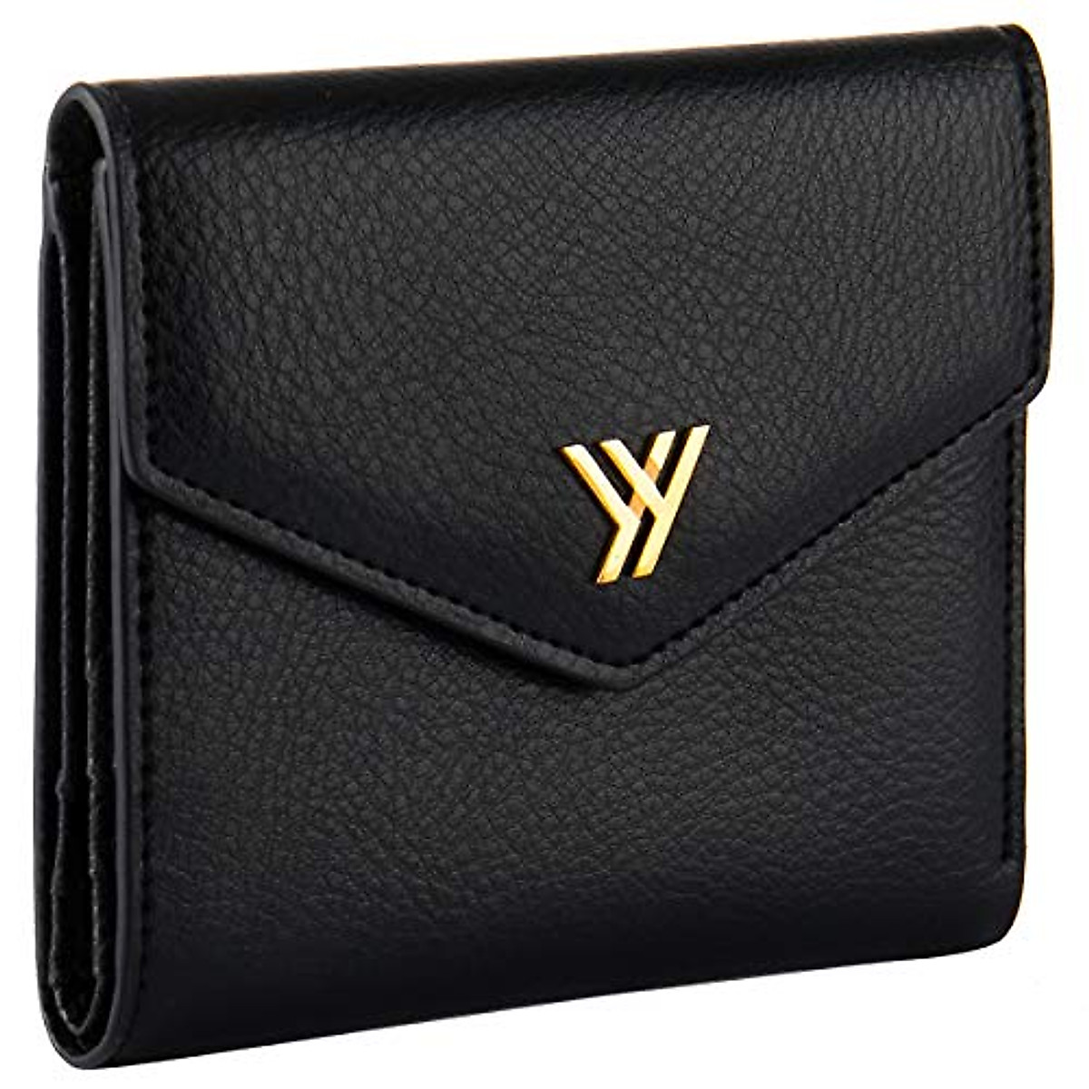 YBONNE Women's Small Compact Bifold Pocket Wallet, Made of Finest Genuine Leather (Black)