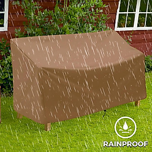 Outdoor Bench Cover, 2-Seater Patio Bench Furniture Covers with Air Vents, All Weather Resistant Bench Cover for Patio Furniture, 53L x 26W x 35H Inches