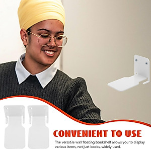 HOOTNEE 4pcs Invisible Bookshelf Wall Hanging Book Stand Bookshelfs Storage Shelves Book Shelves Storage Racks Wall-Mounted Book Holder Book Bracket Home Supplies Wrought Iron White