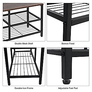 ALUPOM Shoe Bench Rack,32 Inch Narrow Shoe Rack with Shelf,3-Tier Steel Storage Bench for Entryway,Living Room,Foyer