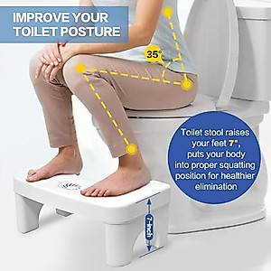 Brippo Squatting Toilet Stool, 7 Inch Height Non-Slip Bathroom Pooping Step Potty Stool, Healthy Stable Plastic Toilet Assistance Step with Comfort