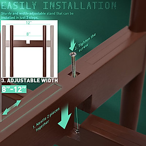 10 Inch Matte White Ceramic Flower Pot with Solid Wood Stand, Straight Cylinder Planter with Drainage Hole - Handmade Modern Minimalist Design for Indoor/Outdoor Plants, Succulents, Herbs, Home Decor