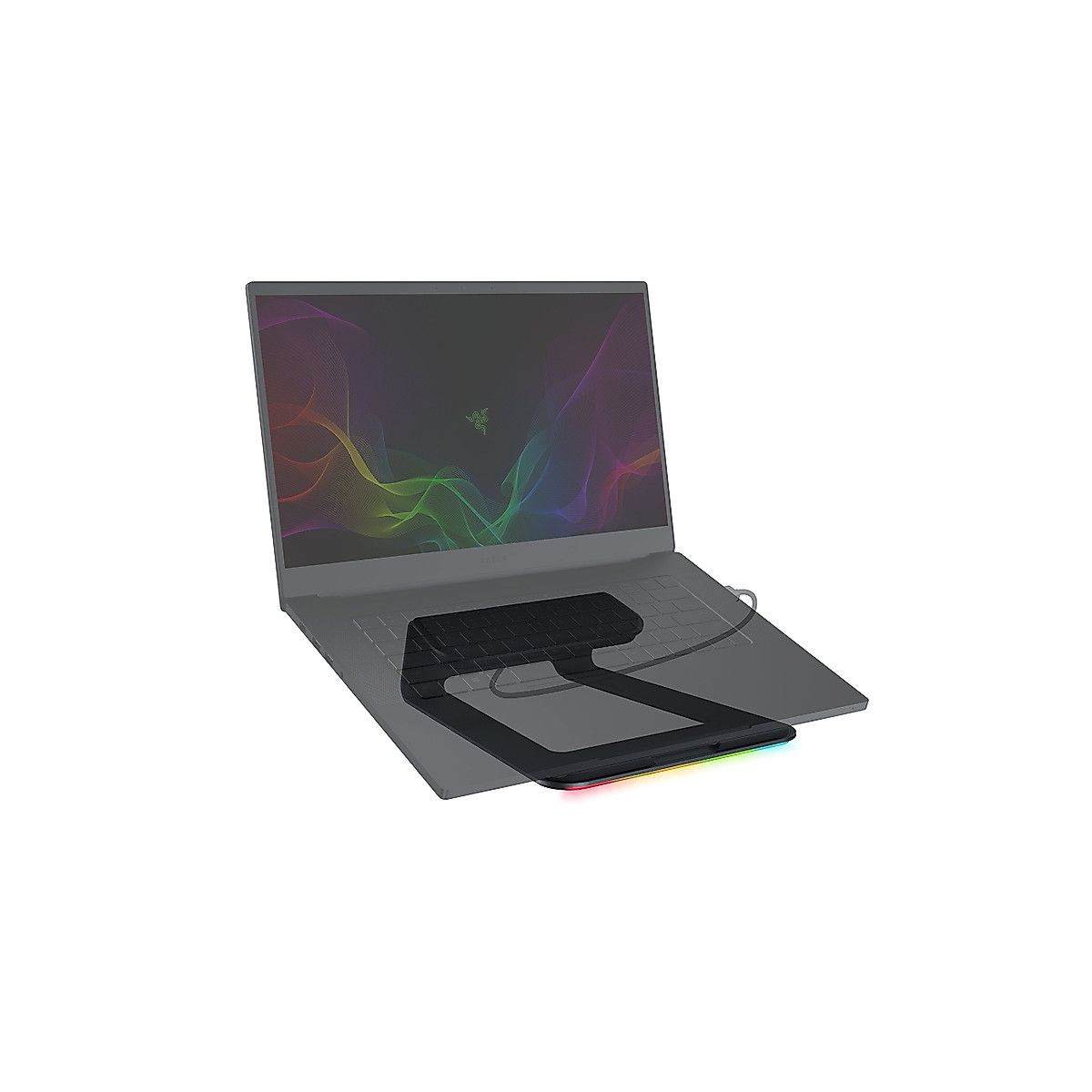 Razer Laptop Stand Chroma: 3-Port USB 3.0 Hub - Ergonomic Design - Anodized Aluminum Construction - Customizable Chroma RGB Lighting - Matte Black