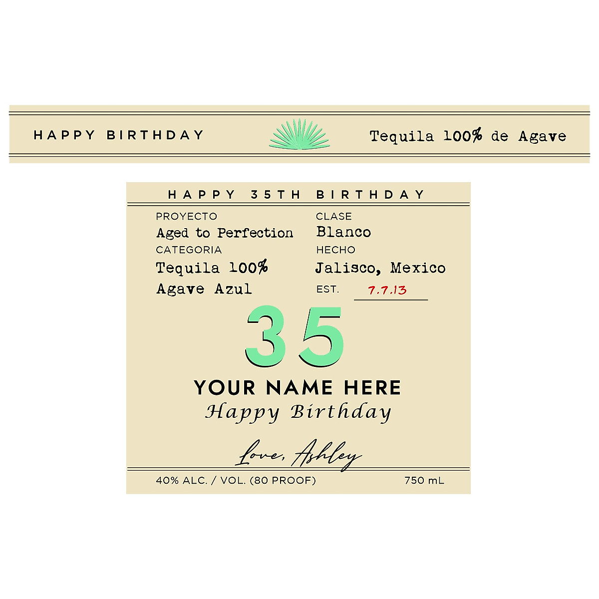 Personalized Happy Birthday Label to fit Casamigos Bottles