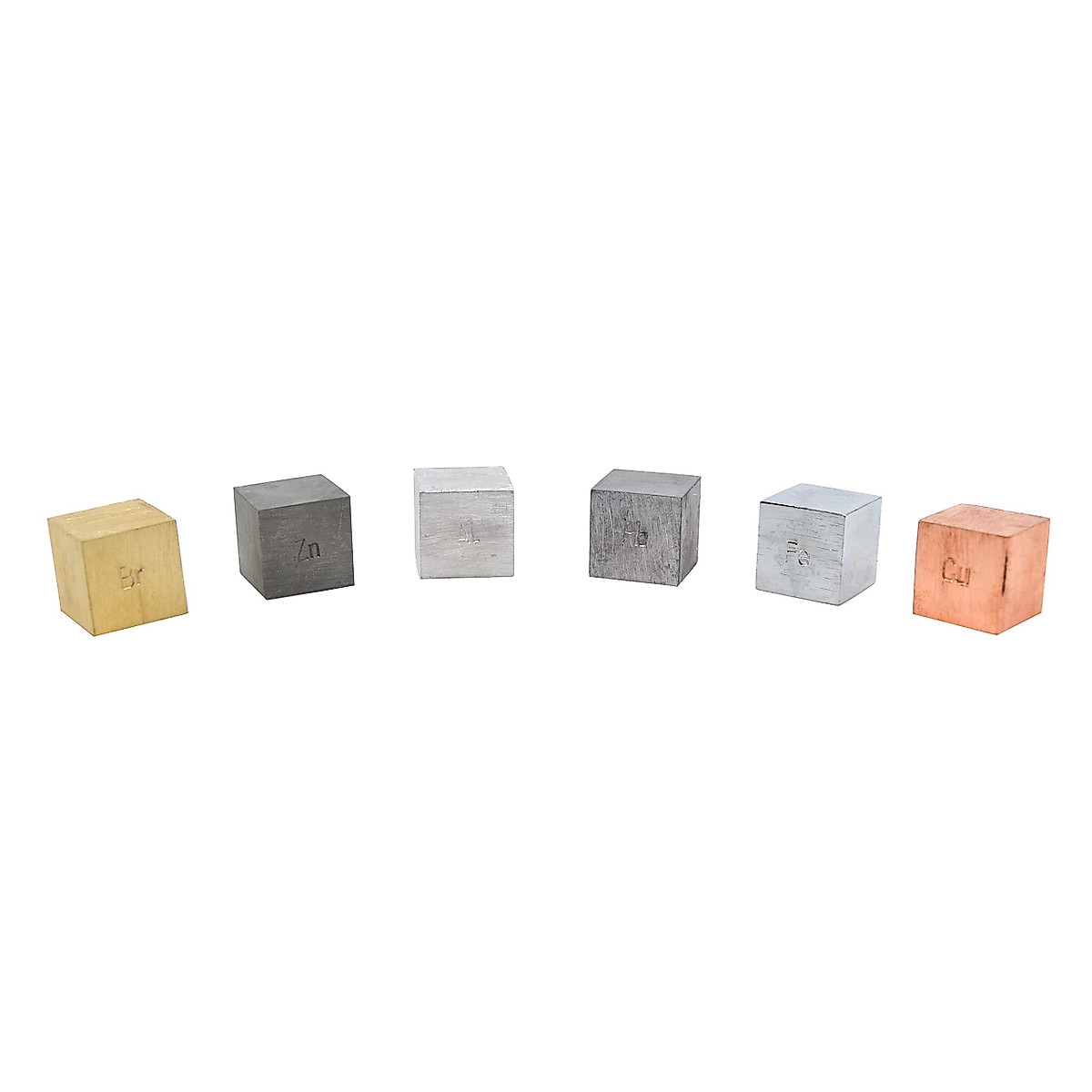 EISCO Density Cubes Set - Includes 6 Metals - Brass, Lead, Iron, Copper, Aluminum, Zinc - 0.4" (10mm) Sides - for use with Density, Specific Gravity Activities