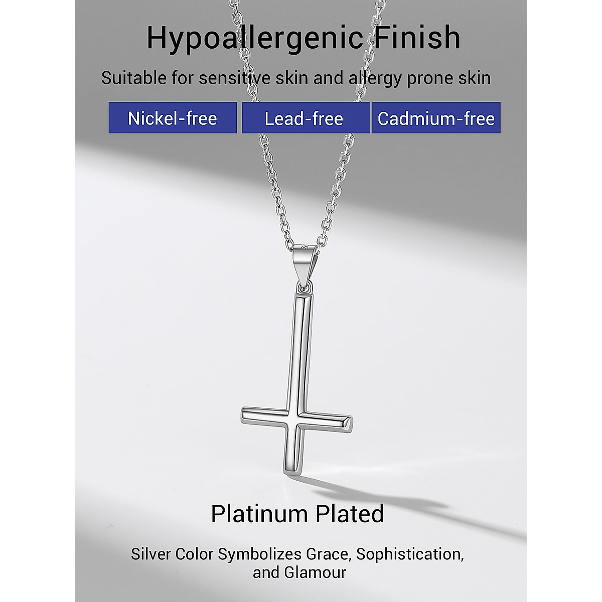 PROSTEEL Inverted Cross Necklace Men Satanic Jewelry Satanism Occult Devil 925 Sterling Silver Upside Down Cross