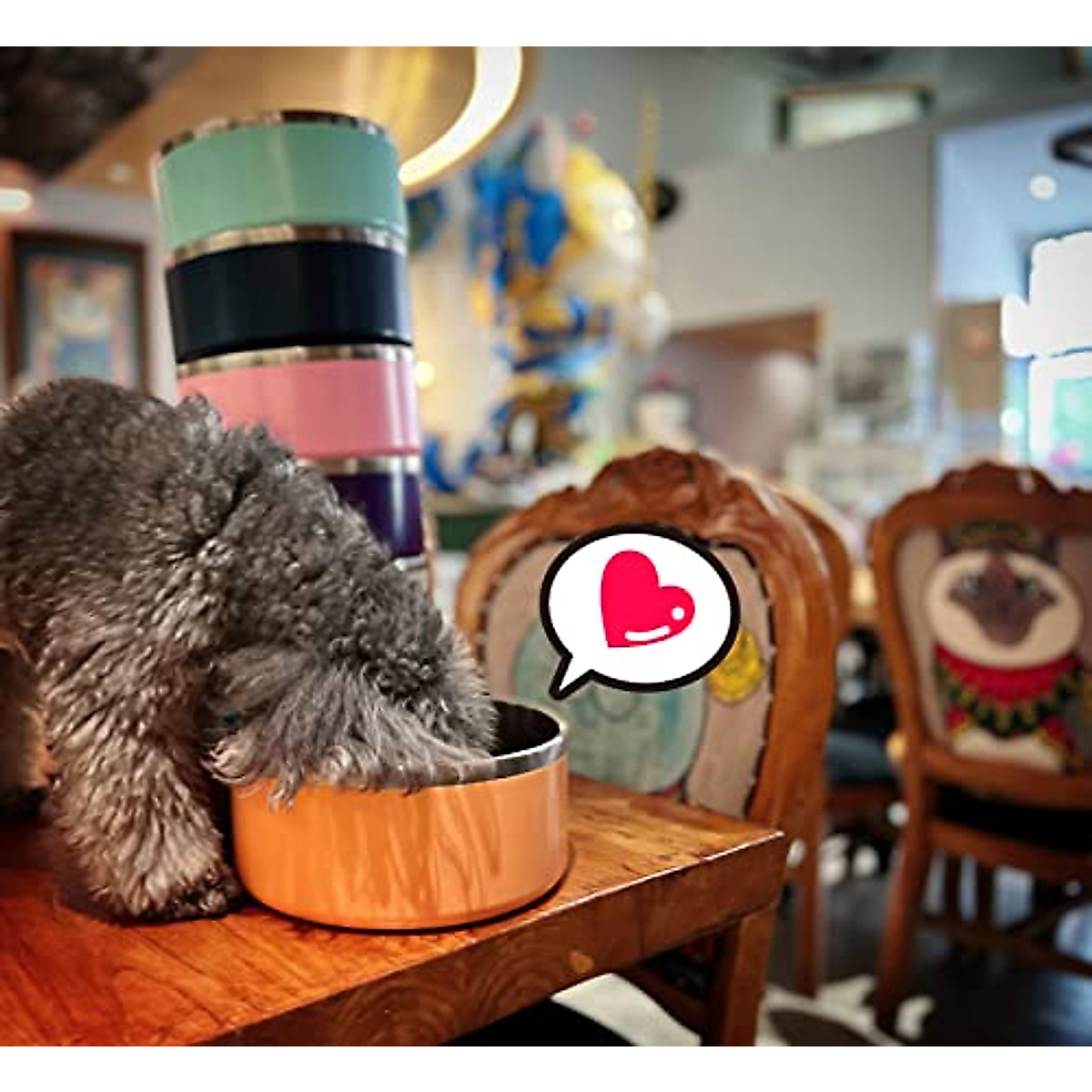 IKITCHEN Dog Bowl for Food and Water, 64 Oz Stainless Steel Pet Feeding Bowl, Durable Non-Skid Double Wall Insulated Heavy Duty with Rubber Bottom for Medium Large Dogs (64 Ounces/8 Cup, Orange)