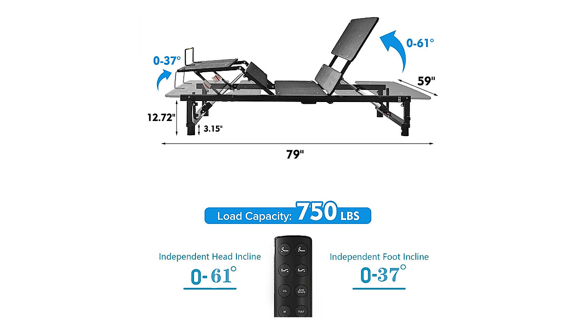 Motorized Queen Adjustable Bed Base w/ Remote & Ergonomic Design