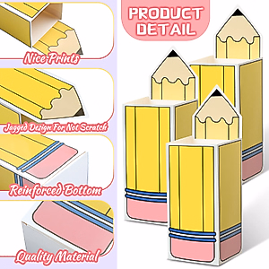 Harloon 24 Pcs Back to School Pencil Candy Boxes Popcorn Holders Teacher Gift Bags Party Favors Welcome Back to School Candy Treat Boxes for Thanks Teacher School Classroom Decoration(Yellow)