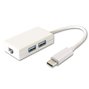 PremiumCord USB-C Hub to 2X USB 3.0 + Gigabit Ethernet RJ45, Gigabit Network, SuperSpeed USB 3.1 Type C Plug, Length 25 cm