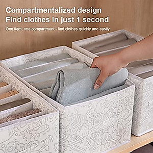XYSCPDM 7 Grids Clothes Organizer for Folded Clothes [2-Pack] Clothes Drawer Organizer, Drawer Organizers for Clothing, for Jeans, Pants, Sweater, Coat, Scarves (White)