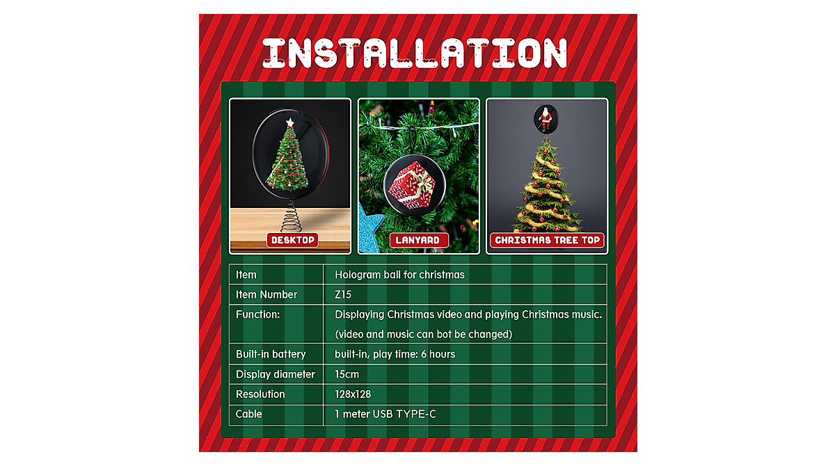3D Hologram Fan Christmas Ball Tree Topper - Vibrant Holiday Decor