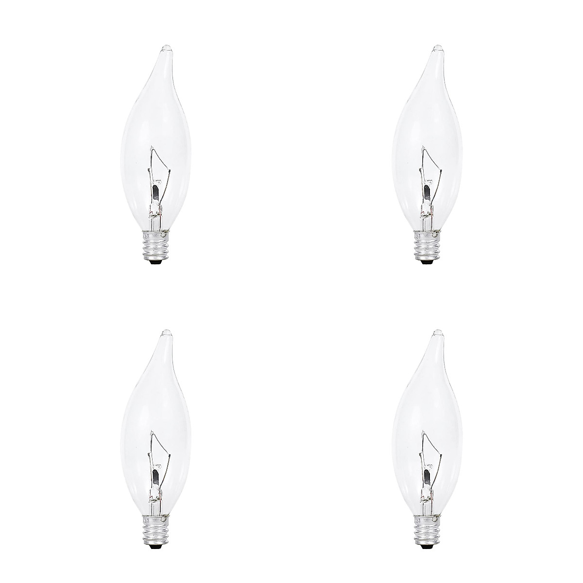 SYLVANIA Double Life Incandescent Light Bulb, B10, 25W, 150 Lumens, 2850K, Candelabra Base, Clear, Soft White - 4 Pack (13306)