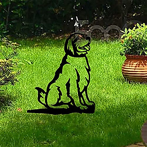 Adorable Dog Stake Decoration Yard Garden Outdoor Metal Art Dog Silhouette Decoration Steel Dogs Statue Adorable Ornament Gift (Golden Retriever)