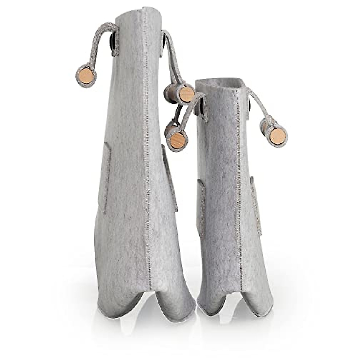 Set of 2 - Large & Medium - Recycled PET Felt Baskets, Multifunctional Laundry Hamper & Storage Organizer With Wooden Handles