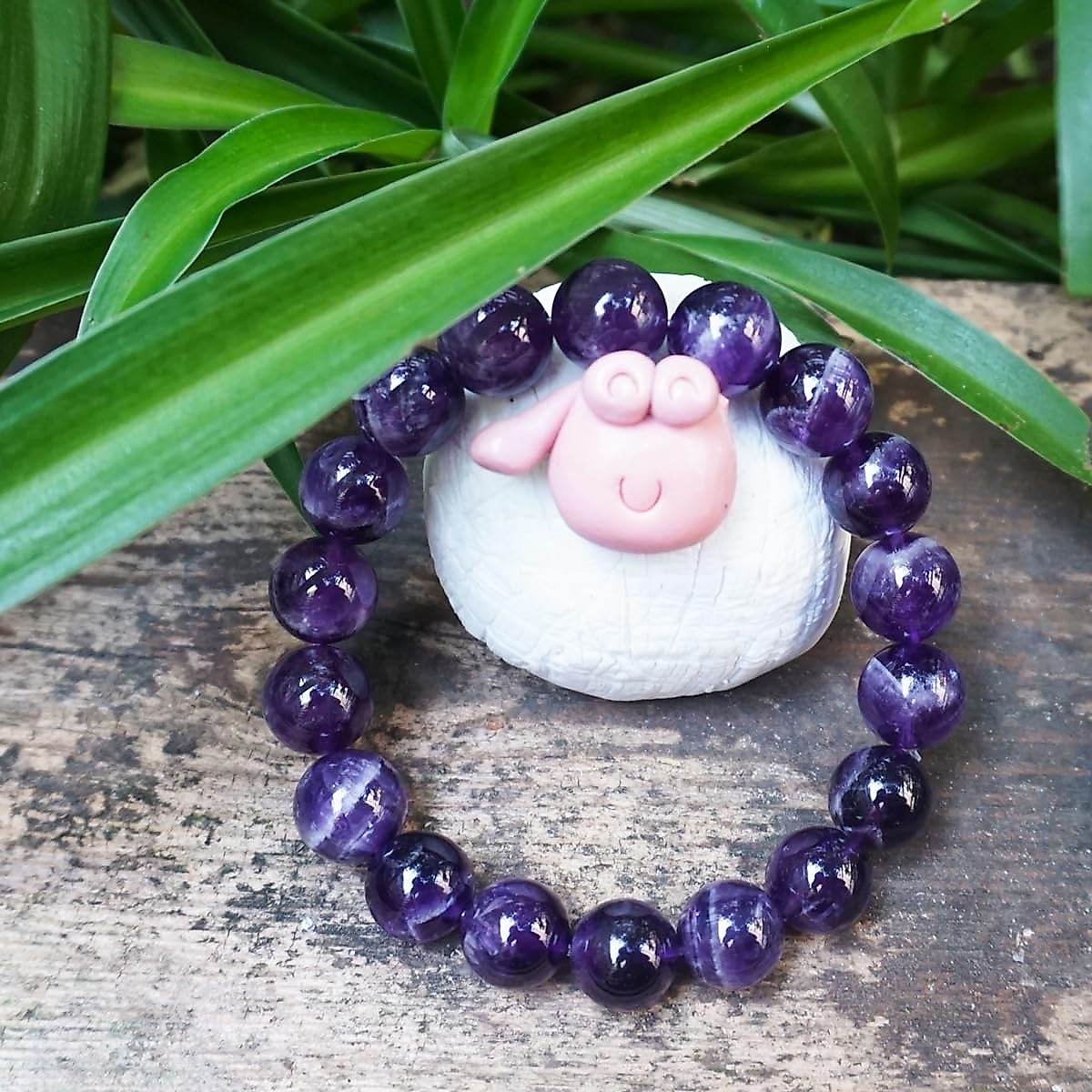 12MM Amethyst Bracelet for Men | Natural Third Eye & Crown Chakra Crystal | Fits for 8-8.5" Large Wrist | Emotional Healing Spiritual Gift for Talismans & Amulets & Talismans Amulets & Feng Shui