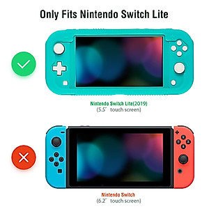 Teyomi Protective Case Compatible with Nintendo Switch Lite, Silicone Protective Cover for Nintendo Switch Lite with Tempered Glass Screen Protector, 4 Pcs Thumb Grips & 2 Game Cartridges(Light Blue)