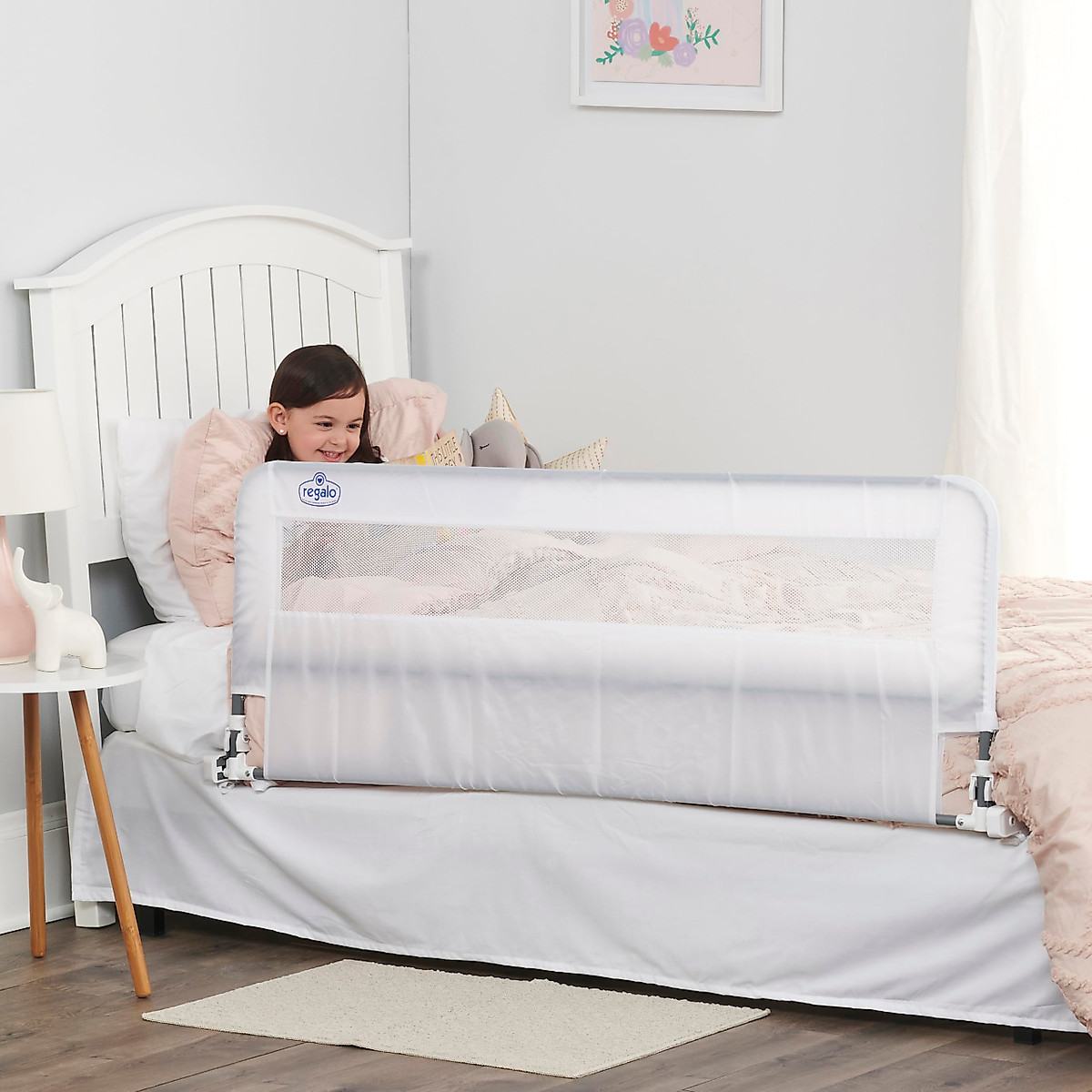 Regalo Hideaway 54-Inch Extra Long Bed Rail Guard, with Reinforced Anchor Safety System