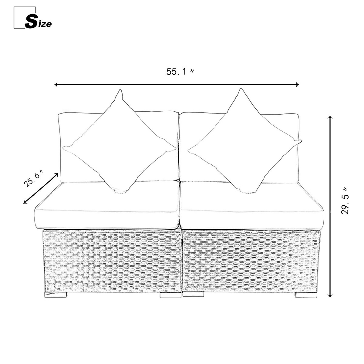 LAZYLAND 2PCs Outdoor PE Wicker Rattan Patio Sofas, with Fade-Resistant Washable Cushions and Pillows, Leisure Conversation kit (Red)