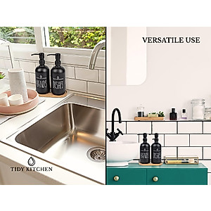 TIDY KITCHEN Premium Glass Soap Dispenser with Stainless Steel Pump, Sleek Design, Durable for Liquid Dish and Handwashing