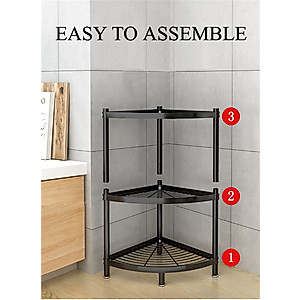 ZIGAMA 3-Tier Kitchen Pot Rack, Multi-layer Corner Shelf Stand Metal Shelves for Kitchen