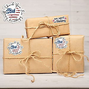 Wailozco 1.5'' America Flag Heart Thank You for Shopping Small Stickers,Handmade Stickers,Business Stickers,Envelopes Stickers for Online Retailers,Handmade Goods,Small Business,500 Labels Per Roll