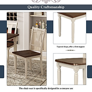 Harper & Bright Designs Classic 6 Piece Kitchen Dining Table Set, Wooden Rectangular Table with 4 Chairs and 1 Bench for Kitchen Dining Room, Home Furniture (Brown+Cottage White)