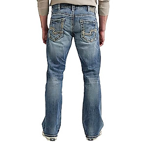 Silver Jeans Co. Men's Zac Relaxed Fit Straight Leg Jeans, Light Indigo, 34W x 34L