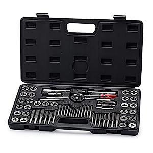 Segomo Tools 60 Piece Metric & SAE Threading Tap & Die Tool Set with Storage Case | Rethreading Kit | Tap Set | Tap and Die Kit | Tap and Die Set Metric and Standard - TD60MMSAE