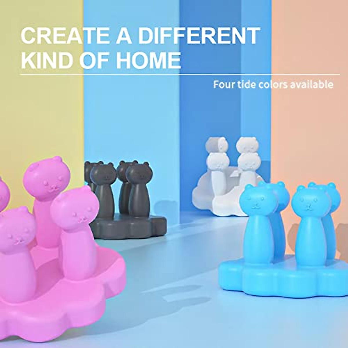 xhuoqdk 6PCS Silicone Toothbrush Hook Silicone Hook Bear Hook Razor Towel Plug Wire Key for Bathroom Living Room Kitchen Office Locker Dormitory Door (Black)