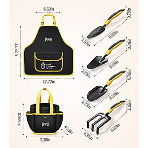 Kids Gardening Set, Geyiie Kids Gardening Tools for Girls Boys Childrens Toddler Gardening Set Garden Toys for Kids Ages 2+ Gardening Kit Garden Gift Sets, Shovel, Rake, Trowel, Tote Bag, Apron (6PCS)