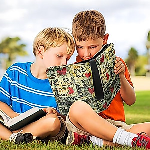 Valentine's Day Love Doodle Card Binder Waterproof Trading Card Blinder Zipper Binder for Cards Collection Sturdy Baseball Card Binder for Playing Game Cards Sport Soccer