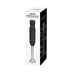 Chefman Immersion Stick Hand Blender Powerful Electric Ice Crushing 2-Speed Control Handheld Food Mixer, Purees, Smoothies, Shakes, Sauces and Soups, Black