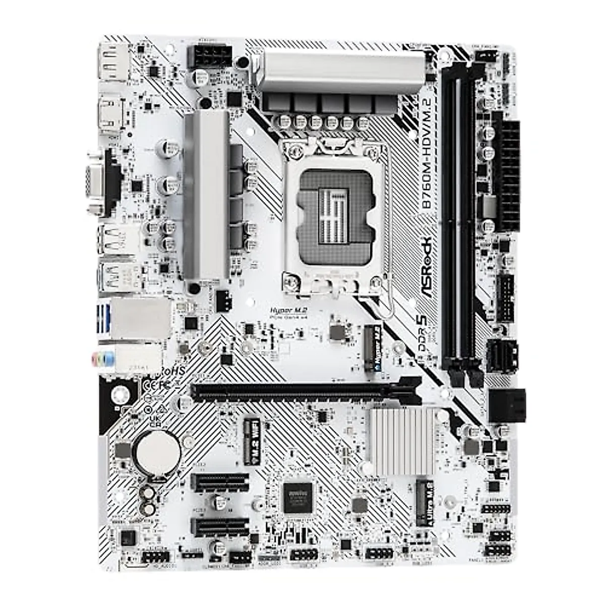 ASRock Motherboard B760M-HDV/M.2 Intel 12th and 13th Generation CPU (LGA1700) Compatible B760 Chipset DDR5 Micro ATX Motherboard